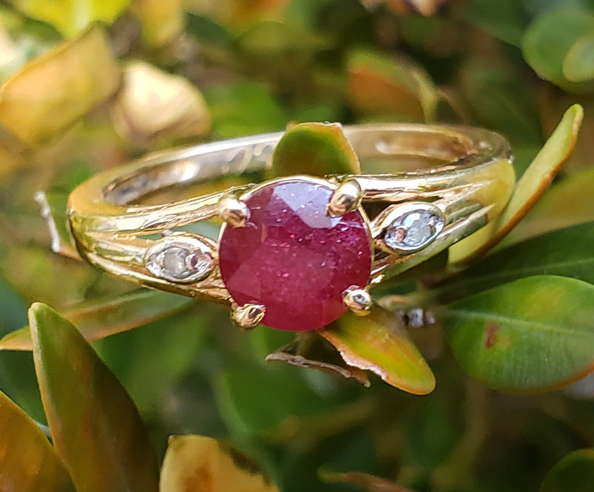 Ruby Solitaire Ring / Ruby and Diamond Access / Natural Ruby Ring / Ju ...